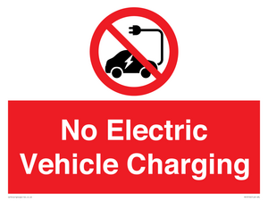 No Electric Vehicle Charging from Safety Sign Supplies