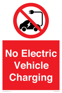No Electric Vehicle Charging from Safety Sign Supplies