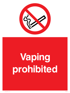 Vaping prohibited from Safety Sign Supplies