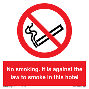 no smoking in this hotel from Safety Sign Supplies