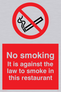 No smoking in this restaurant from Safety Sign Supplies
