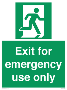 Exit for emergency use only from Safety Sign Supplies