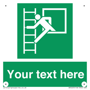 Custom Emergency Escape Ladder Sign from Safety Sign Supplies