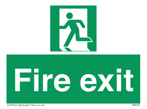 FIre Exit sign without arrow running man left from Safety Sign Supplies