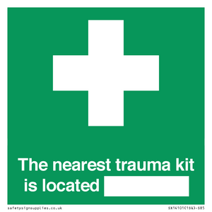 Nearest trauma kit location from Safety Sign Supplies