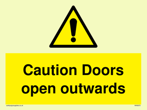 Caution Doors open outwards Warning Sign from Safety Sign Supplies