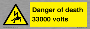 Danger of death 33000 volts from Safety Sign Supplies