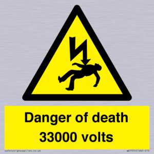 Danger of death 33000 volts from Safety Sign Supplies