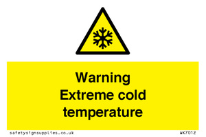 Warning Extreme cold temperature from Safety Sign Supplies