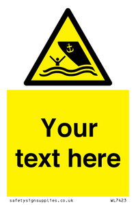Custom Warning boating area from Safety Sign Supplies