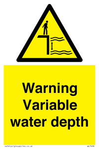 Warning Variable water depth from Safety Sign Supplies
