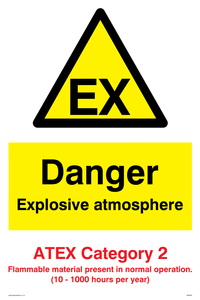 Danger explosive atmosphere ATEX Category 2 sign from Safety Sign Supplies