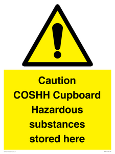 Caution COSHH Cupboard Hazardous substances stored here from Safety ...