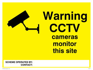 CCTV cameras monitor this site sign from Safety Sign Supplies