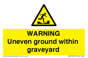 WARNING Uneven ground within graveyard from Safety Sign Supplies