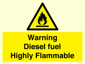 Warning diesel fuel Highly Flammable from Safety Sign Supplies