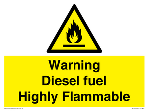 Warning diesel fuel Highly Flammable from Safety Sign Supplies