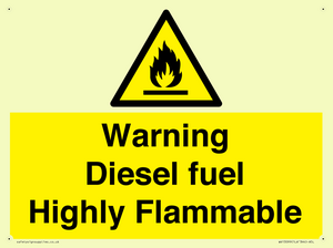 Warning diesel fuel Highly Flammable from Safety Sign Supplies