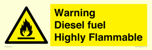 Warning diesel fuel Highly Flammable from Safety Sign Supplies