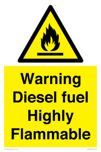 Warning diesel fuel Highly Flammable from Safety Sign Supplies