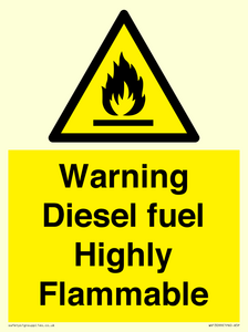 Warning diesel fuel Highly Flammable from Safety Sign Supplies