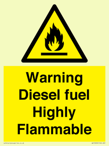 Warning diesel fuel Highly Flammable from Safety Sign Supplies