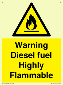 Warning diesel fuel Highly Flammable from Safety Sign Supplies