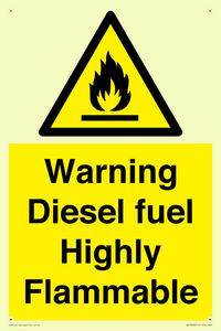 Warning diesel fuel Highly Flammable from Safety Sign Supplies