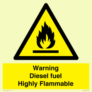 Warning diesel fuel Highly Flammable from Safety Sign Supplies