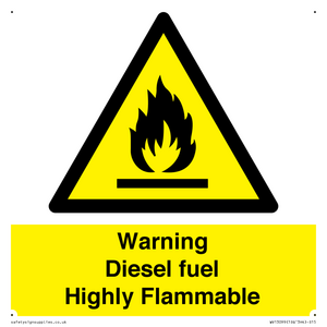 Warning diesel fuel Highly Flammable from Safety Sign Supplies
