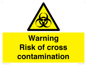 Warning risk of cross contamination from Safety Sign Supplies