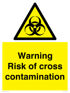 Warning risk of cross contamination from Safety Sign Supplies