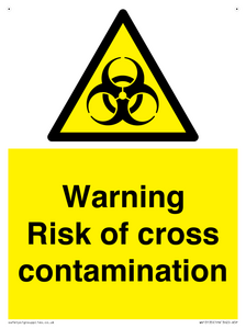 Warning risk of cross contamination from Safety Sign Supplies