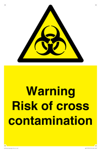 Warning risk of cross contamination from Safety Sign Supplies