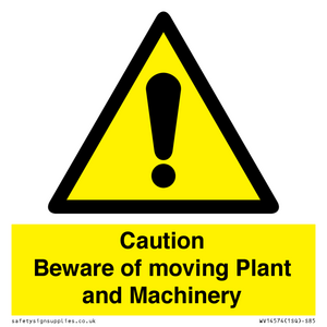 Caution Beware of moving Plant and Machinery from Safety Sign Supplies