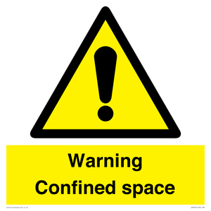 Warning Confined space from Safety Sign Supplies