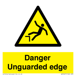 Danger Unguarded edge from Safety Sign Supplies