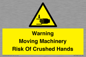Warning Moving Machinery Risk Of Crushed Hands from Safety Sign Supplies