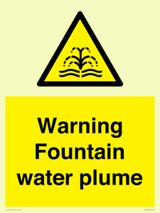 Warning Fountain water plume from Safety Sign Supplies