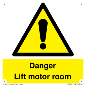 Danger Lift motor room from Safety Sign Supplies