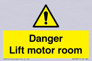Danger Lift motor room from Safety Sign Supplies