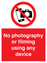 No photography or filming using any device from Safety Sign Supplies