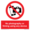 No photography or filming using any device from Safety Sign Supplies