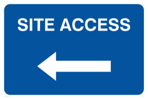 Site access (Arrow left) from Safety Sign Supplies